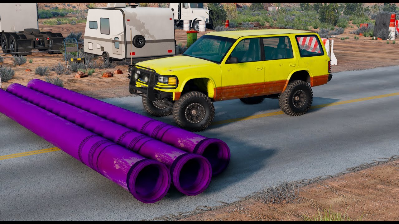 Cars vs Pipes on the Road – BeamNG.Drive - YouTube