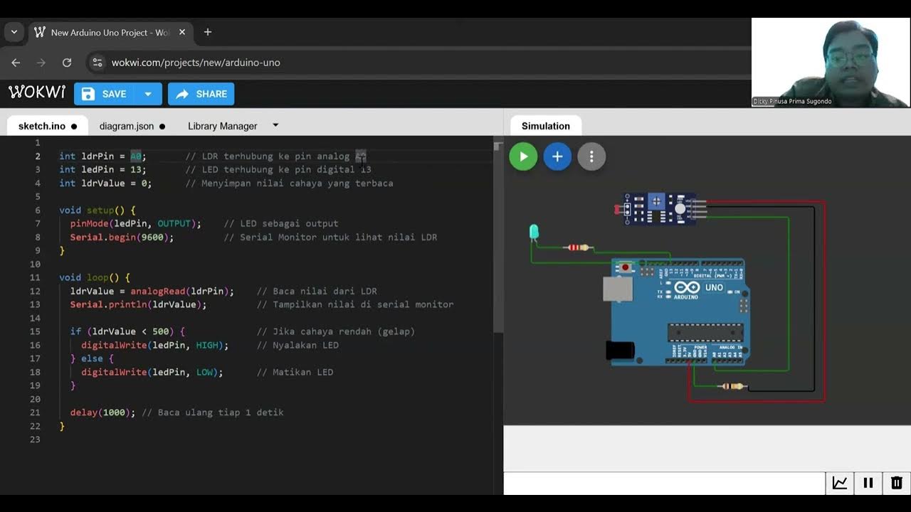Lampu otomatis dengan Sensor Cahaya (LDR) | Wokwi Simulator - YouTube