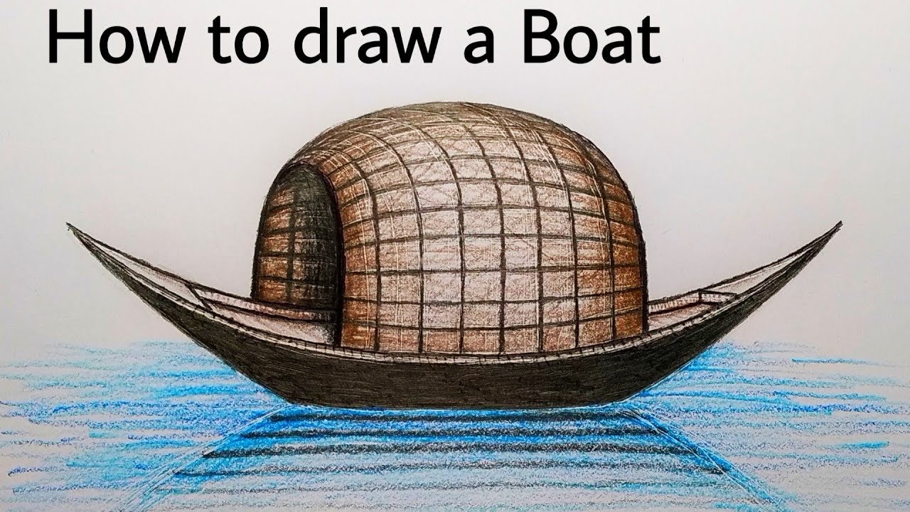 How to draw a Boat / Boat art / Pencil sketching - Shamim Art - YouTube