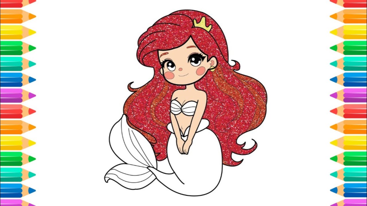 Learn How to Draw cute Ariel Little Mermaid. Easy, step by step Disney ...