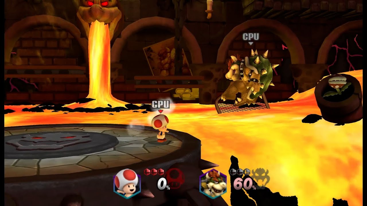 Super Smash Bros™ Brawl - God Mode Toad vs Bowser (3 Rounds) - YouTube