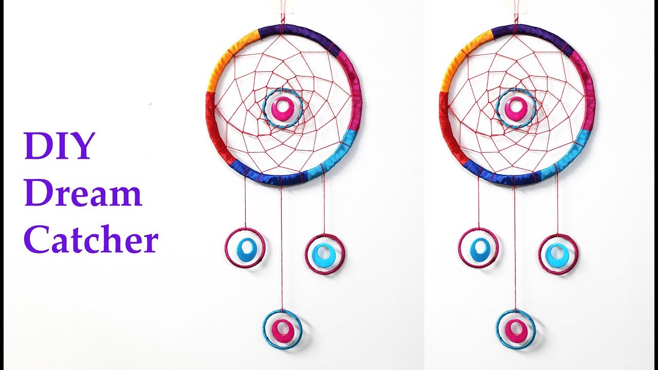 DIY Dream Catcher using old bangles | waste bangle wall hanging - YouTube