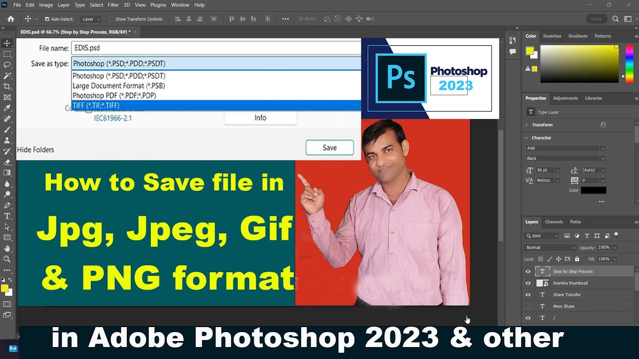 How to save file in JPG, JPEG, PNG & GIF format in Photoshop || Jpg ...