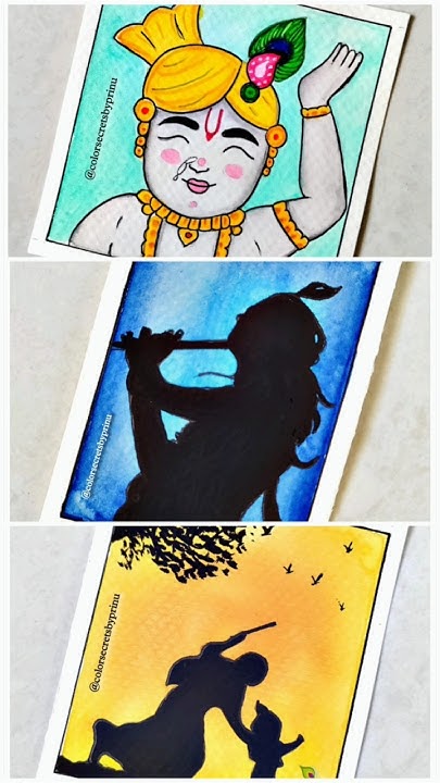 3 Easy Janmashtami Special Lord Krishna Paintings 😍 How to Draw Bal ...