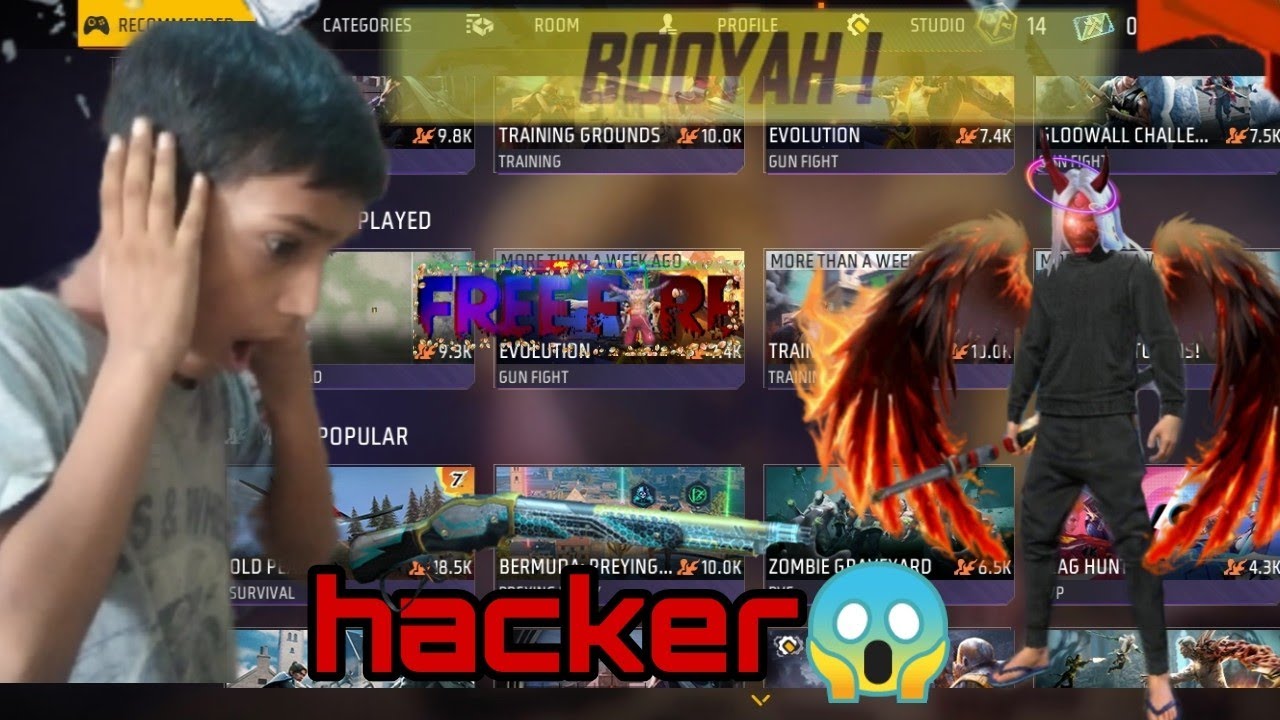 free fire mein hacker a Gaya 😱😱😱😱 1 V1 custom hacker versus ()//vibhay 456)/ - YouTube