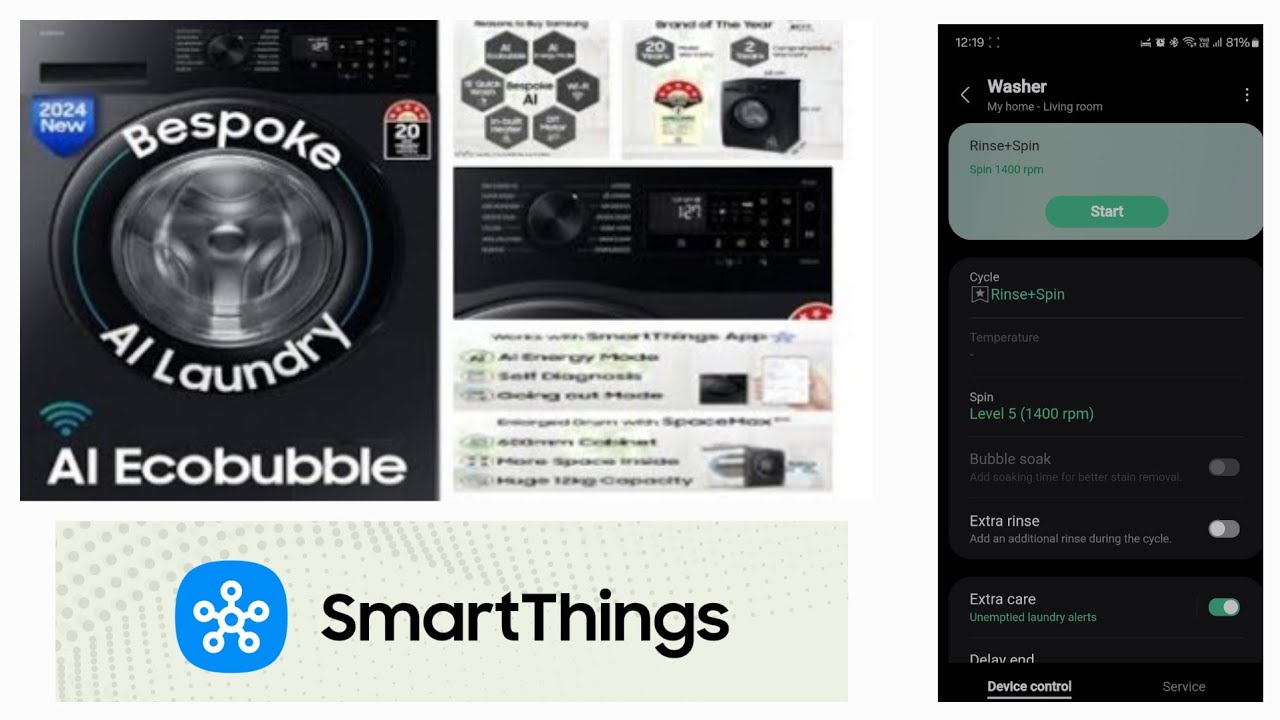 How to use Samsung BeSpoke Smart Washing machine on SmartThings App # ...