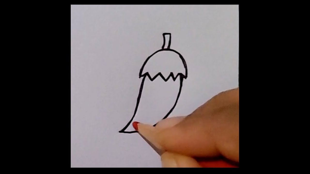 Chilli drawing for kids | casual art | how to draw a simple red chilli ...