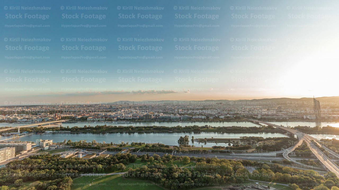 Aerial panoramic view of Vienna city with skyscrapers, historic ...