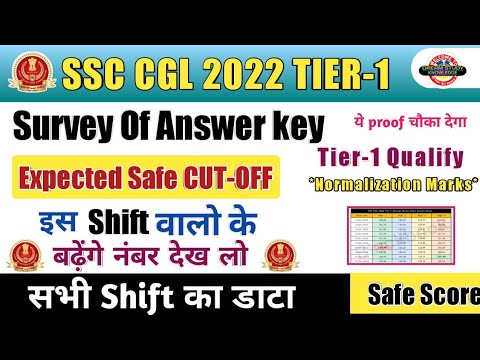 SSC CGL CUT-OFF 2022 Tier-1 | Survey of Answer key | All Shift ...