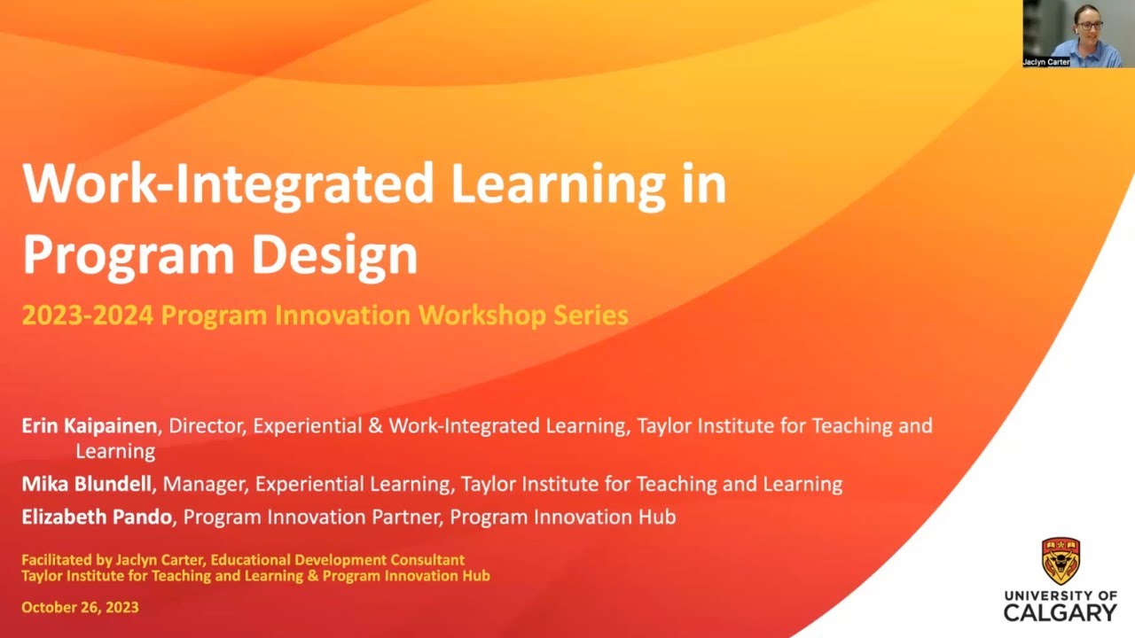 Work-Integrated Learning in Program Design - YouTube