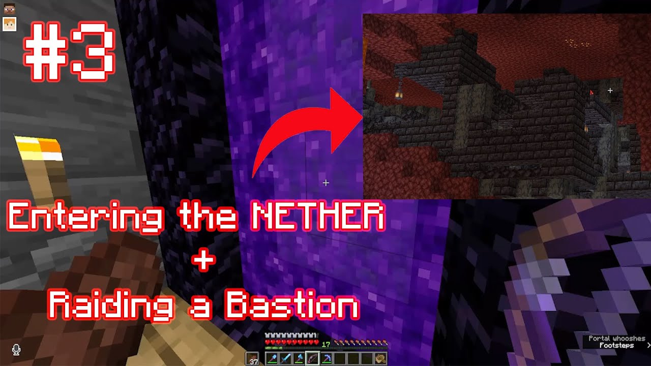 Entering the Nether & Raiding a Bastion Minecraft Let's Play 1.18 #3 ...