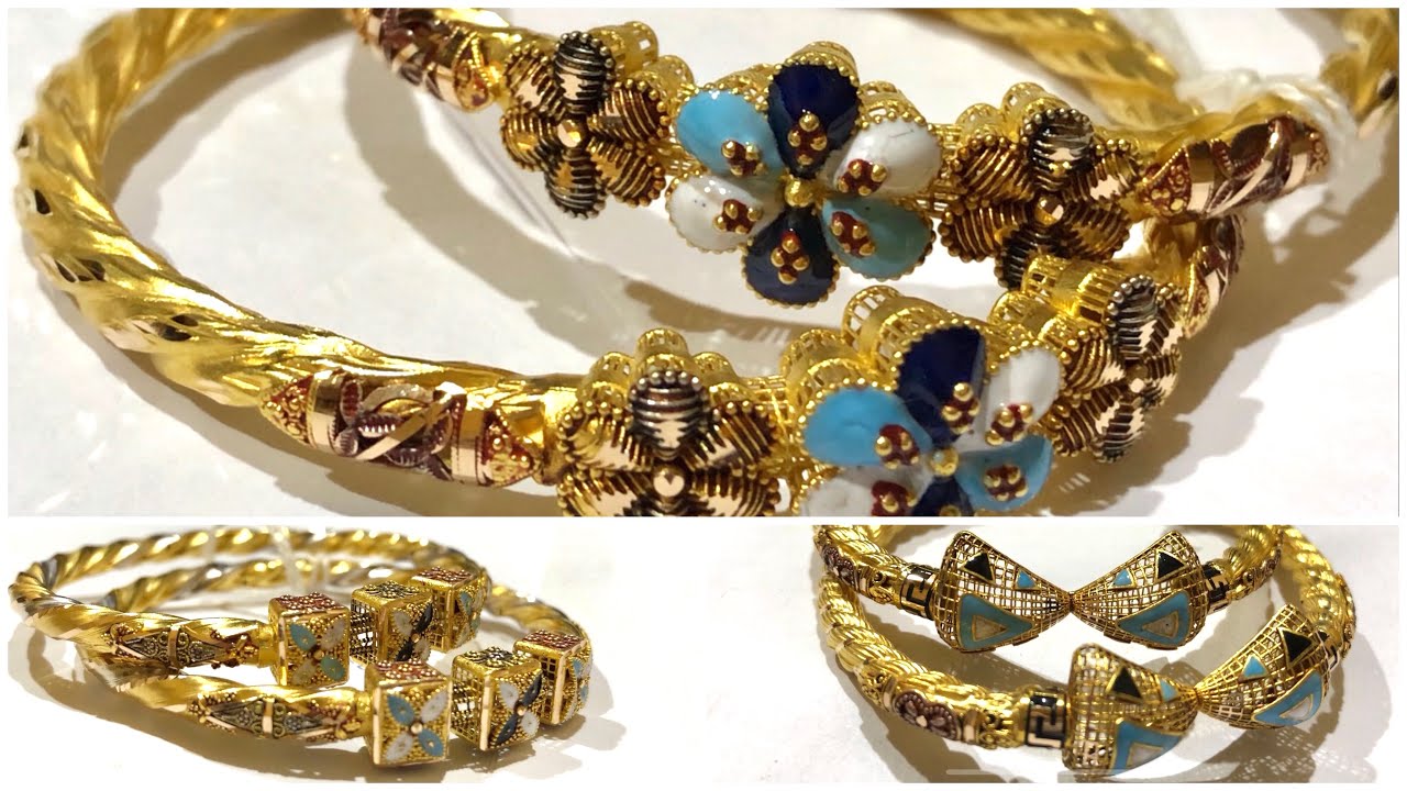 New Pipe Gold Bangles Designs ( Mina Style ) - YouTube
