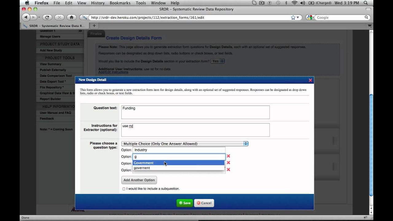 SRDR: Creating an Extraction Form - Systematic Review Data Repository ...