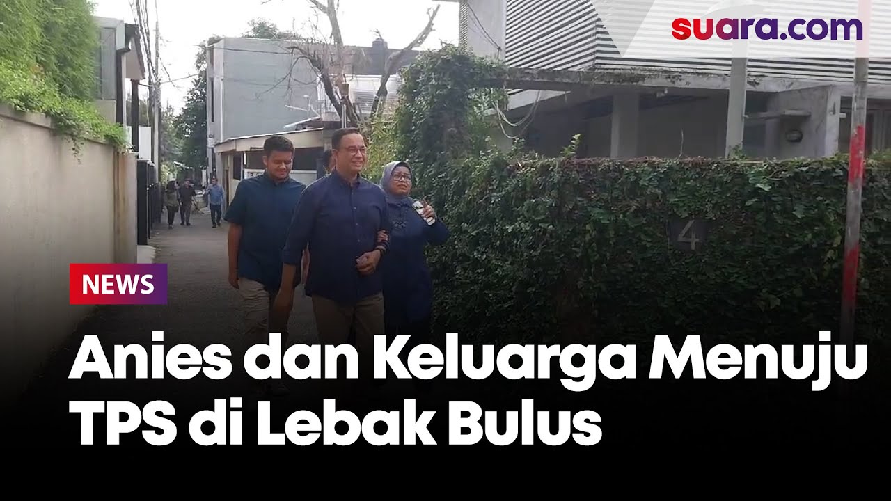 Anies dan Keluarga Menuju TPS di Lebak Bulus - YouTube
