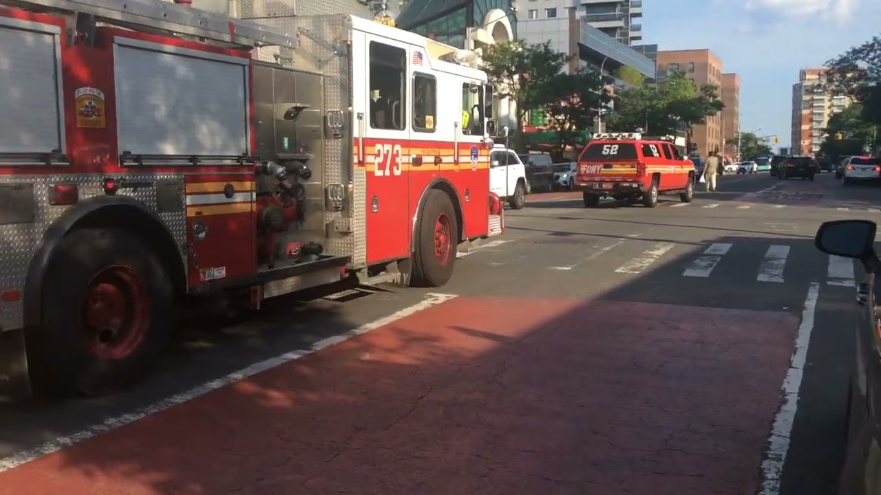 FDNY Battalion 52 & Engine 273 taking up from a report of a store on ...