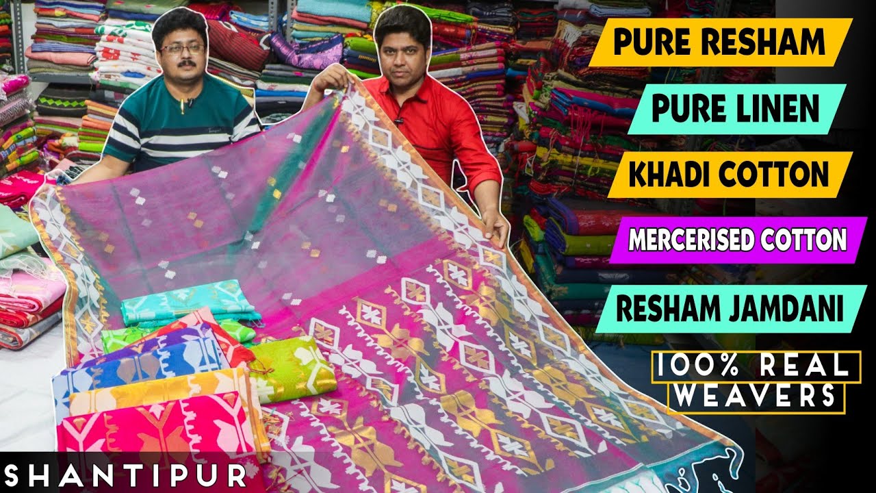 Pure Resham | Khadi Cotton | Linen | Mercerised Cotton | Resham Jamdani ...