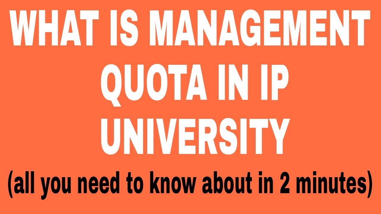 Management Quota in IP University || How To Apply under Management ...