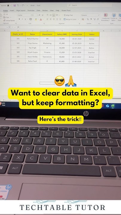 Excel Trick: How to Clear Data in Excel without Losing Formatting #excel #excelhacks #shorts ...
