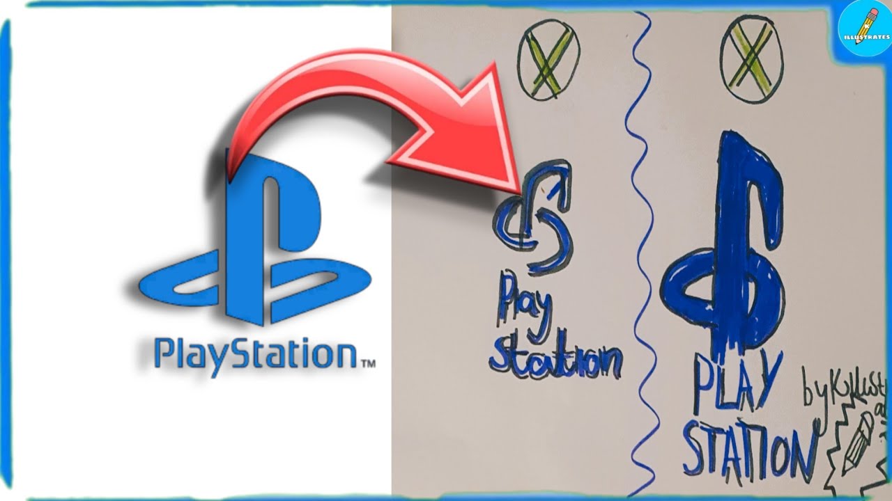 How to draw PlayStation Logo - YouTube
