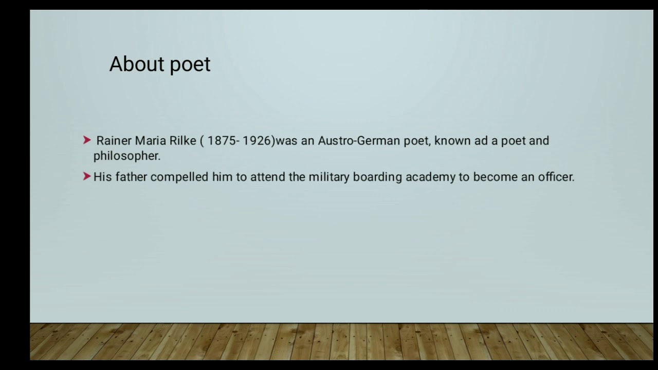 Childhood poem by Rainer Maria Rilke - YouTube