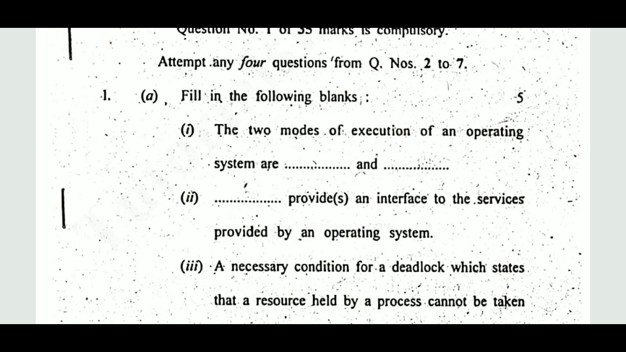 Operating Systems, B.Sc. (Hons) Computer Science, Previous year ...
