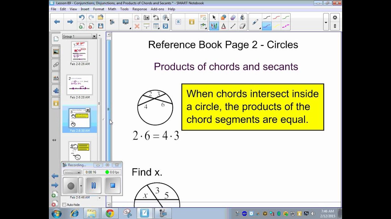 Lesson 89 Conjunction, Disjunctions, and Products of Chords and Secants ...