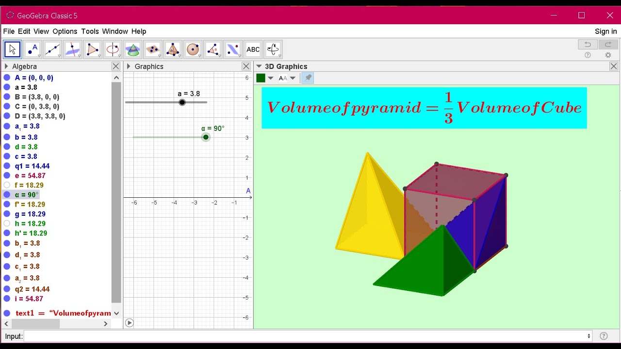 Construction animation of Volume of Pyramid by GeoGebra || GeoGebra ...