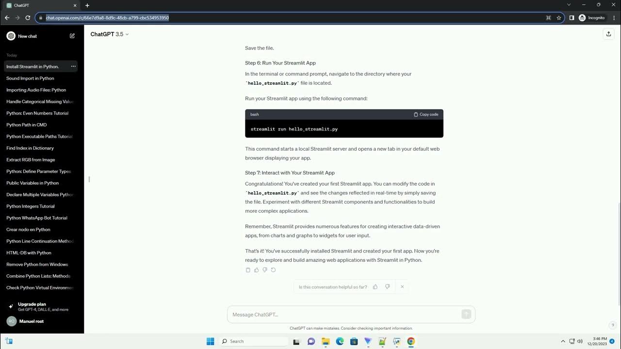 how to install streamlit in python - YouTube