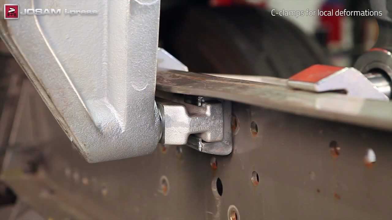 Frame straightening with JOSAM i-press - C-clamps - YouTube