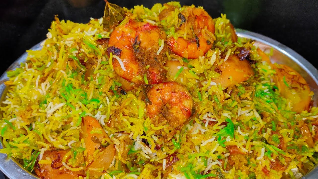 Prawns Dum Biryani recipe | Jhinga Briyani | Prawns Biryani by ...