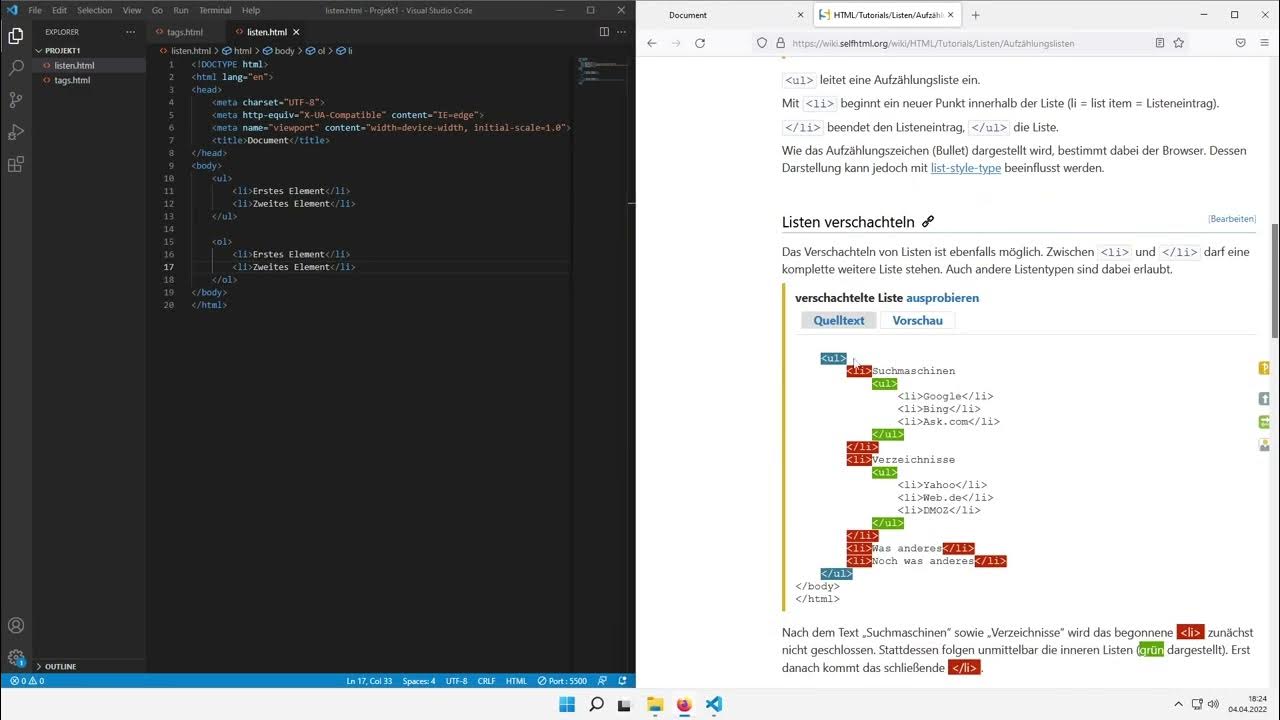 Einführung HTML: Listen - YouTube