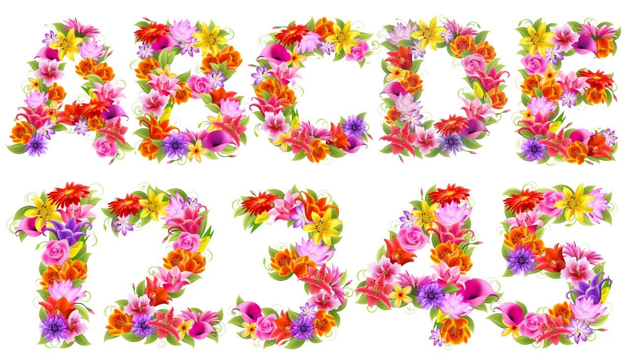 Huruf dan Angka Motif Bunga 01 Background White Screen Free Download ...