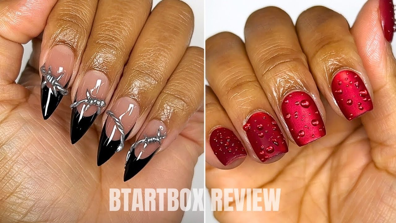 BTARTBOX X-COAT TIPS | Barb wire nails | water drop nail art | Press on ...