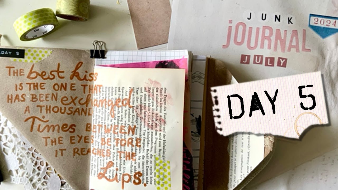 Junk Journal July Day 5 •Journal Challenge 2024 • Lettering - YouTube