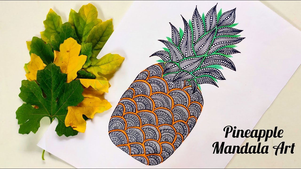 How to draw Pineapple | Mandala art | Zentangle | Doodle | Timelapse ...
