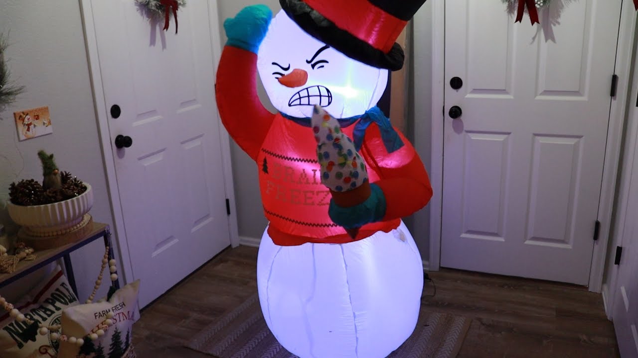 Gemmy Christmas Airblown Inflatable 6ft Brain Freeze Snowman Review ...