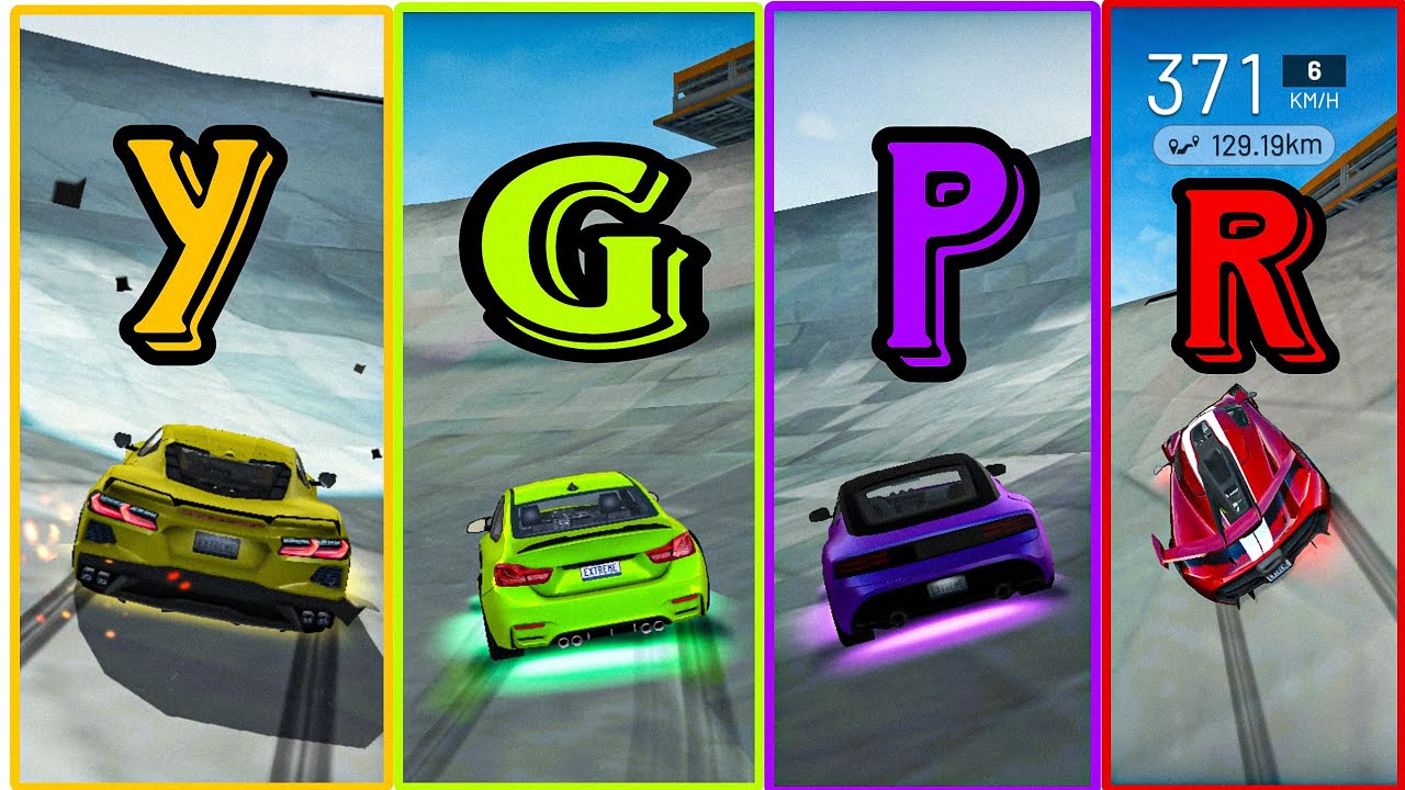 All Fastest Cars ( RGB , purple , yellow ) Jumped 2023 | Extreme Car ...
