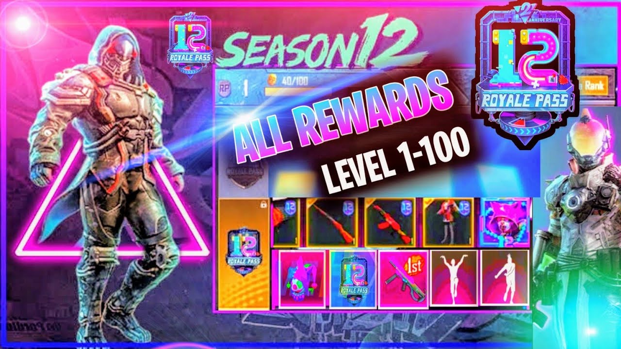 SEASON 12 ROYALE PASS 1 TO 100 RP REWARDS, EMOTES | PUBG MOBILE S12 NEW ...