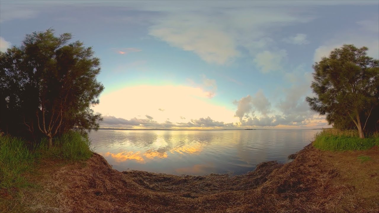 360 VR sunset over Tuggerah Lake, The Entrance, NSW. Sit, relax ...