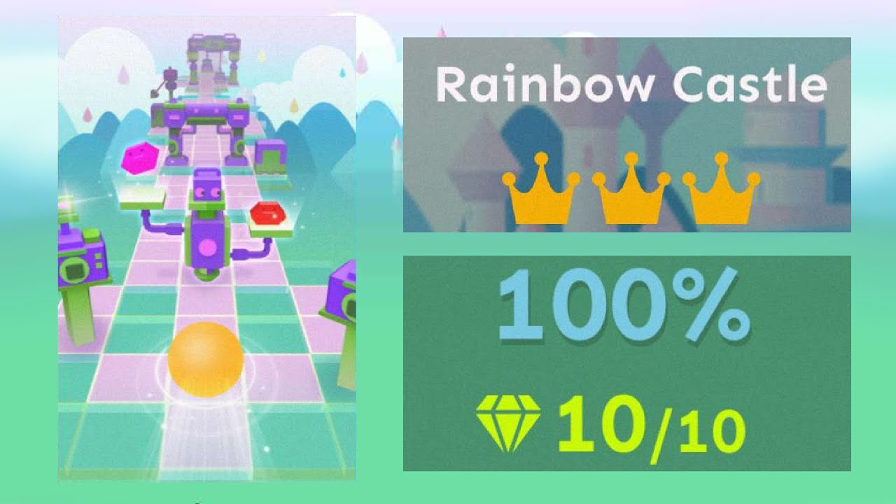Rolling Sky Bonus 57 Rainbow Castle All Gems and Crowns [★★★] - YouTube