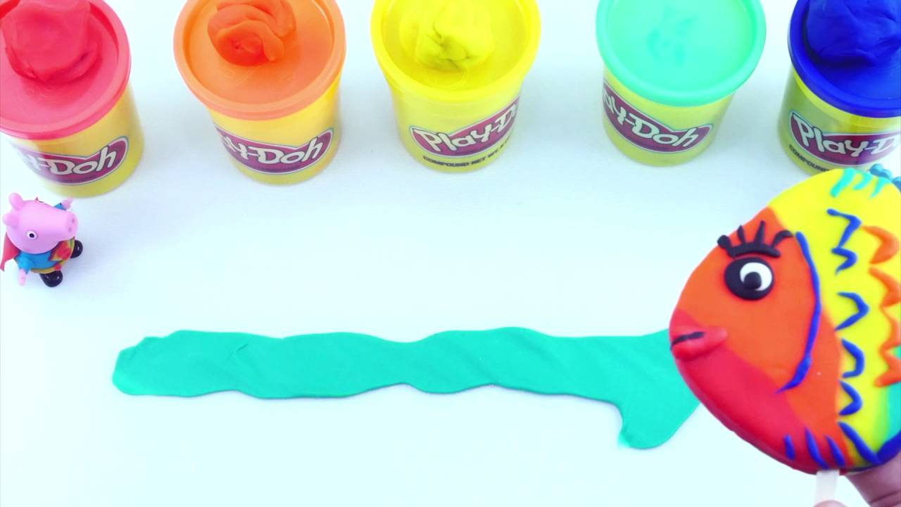 Learn COLORS with BIG Play Doh Rainbow color Fish - YouTube