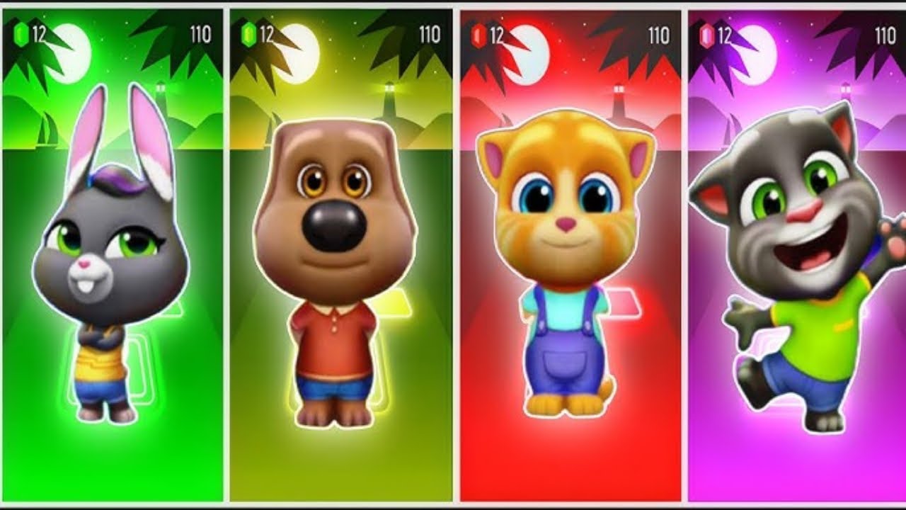 Talking Tom and Friends Tom 🆚 Angela 🆚 Ben 🆚 Hunk in Tiles Hop Coffen Dance Edm Rush - YouTube