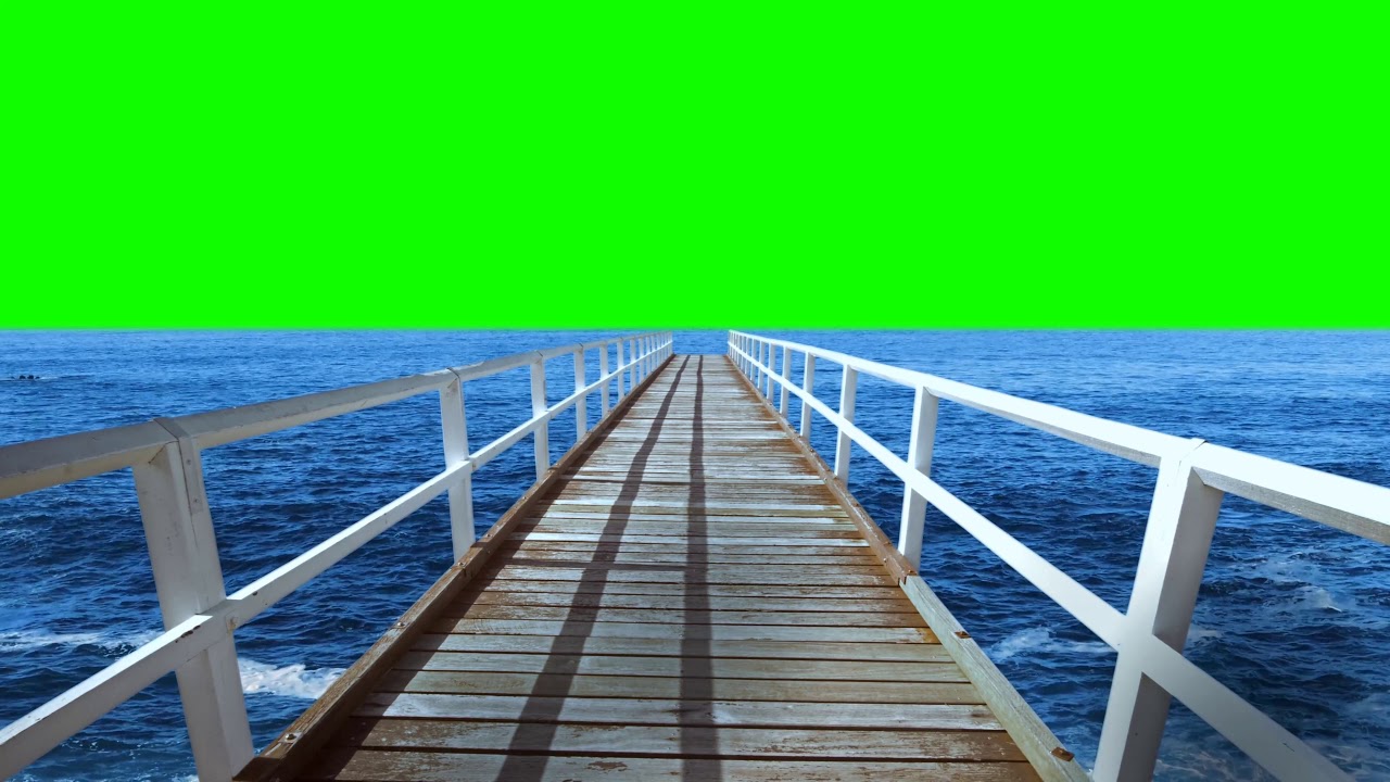4K Green Screen Free - LONG PIER ON THE OCEAN - YouTube