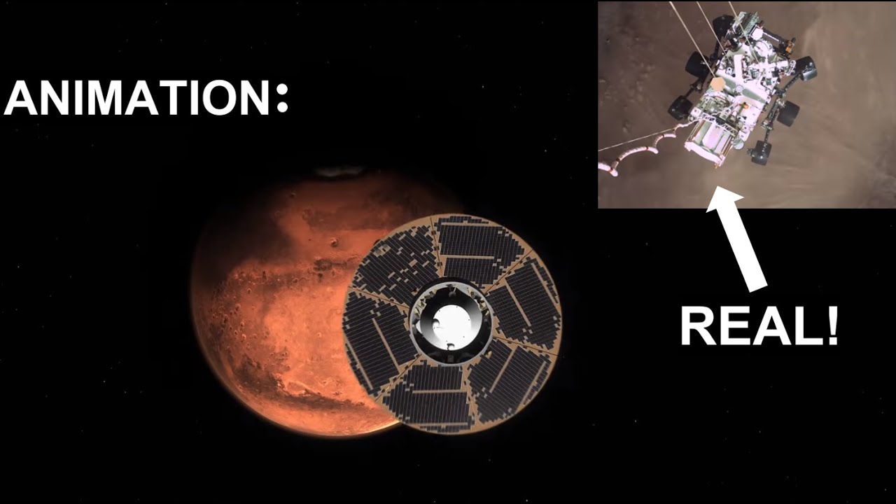 Perseverance Landing Real Footage vs Animation | Comparison - YouTube