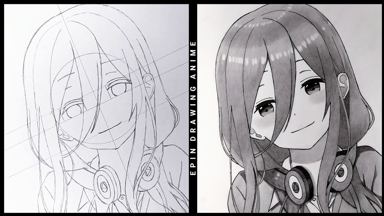 Cara Menggambar NAKANO MIKU [Gotoubun no Hanayome] | How to Draw Anime ...