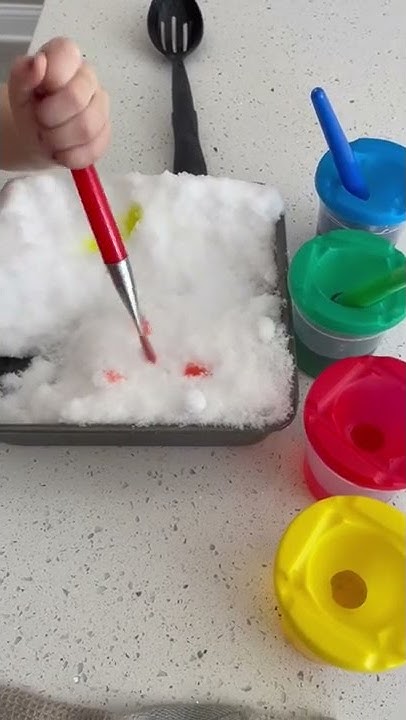 Snow much fun! Mixing colors and painting in the snow! #toddler #snow # ...