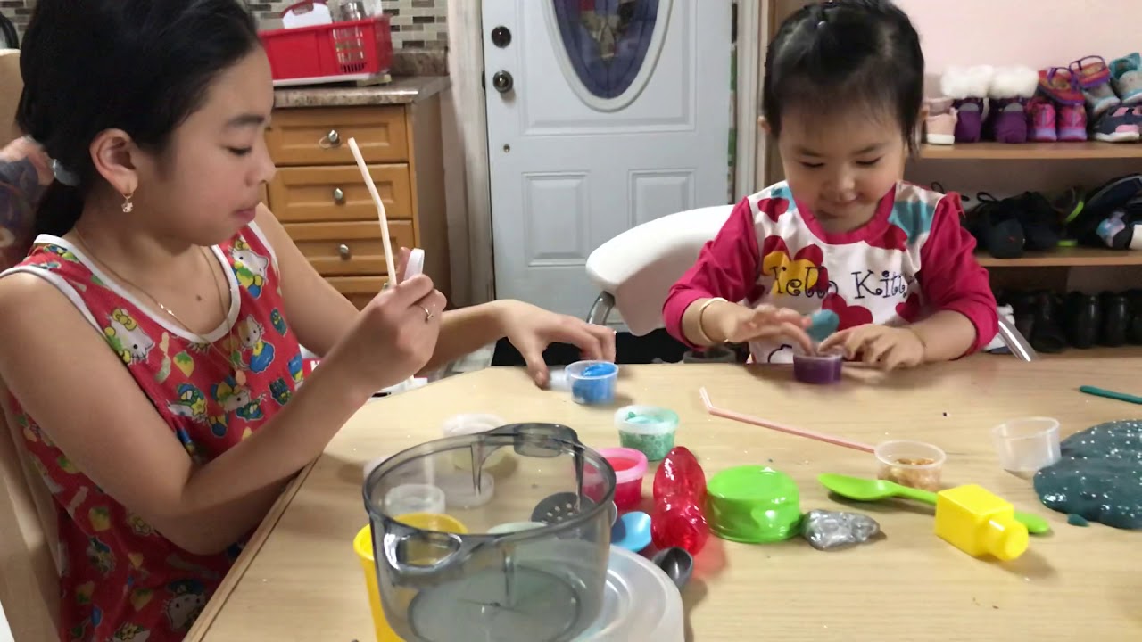 Baby 2.5 year old play slime with Lana (part 3) - YouTube