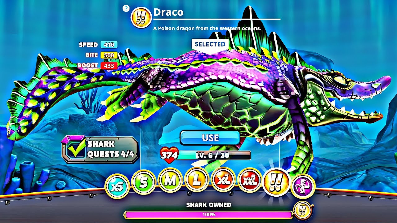 Hungry Shark World - Draco Shark Unlocked - Mr Snappy Shark Draco Skin ...