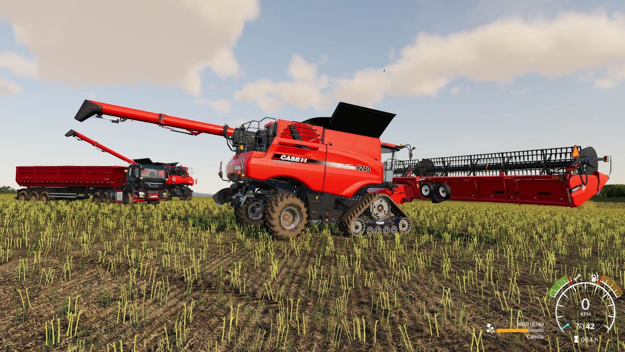 FS19 | Sandy Bay | Case 9240 x 2 - Harvesting Canola - YouTube