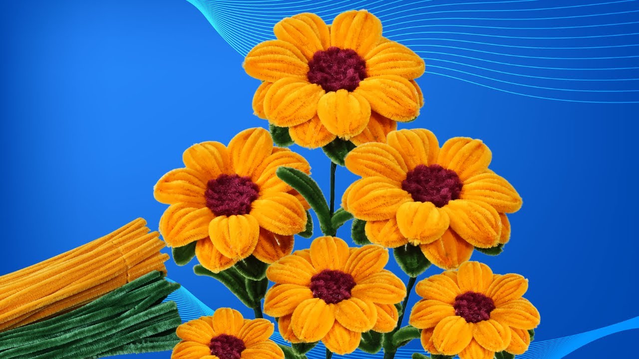 Sunflower made from velvet wire - Simple making method. - YouTube